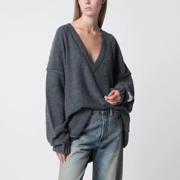 MAISON MARGIELA Mélange V-neck Knit Sweater