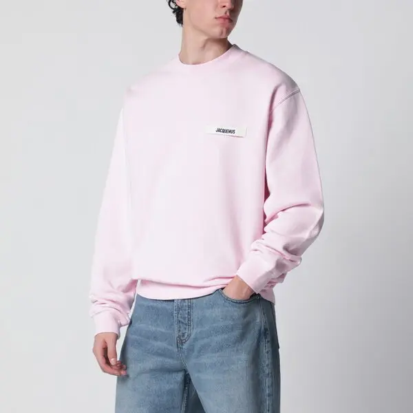 Jacquemus Cotton Fleece Sweatshirt With Grosgrain Logo Detail - Pink
