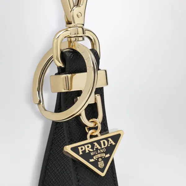Prada Saffiano Leather Keyring With Triangle Logo