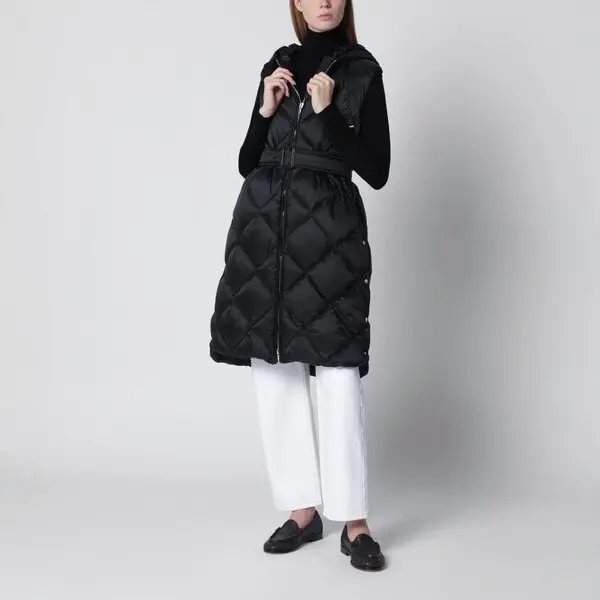 Max Mara Belted Sleeveless Down Jacket - Black