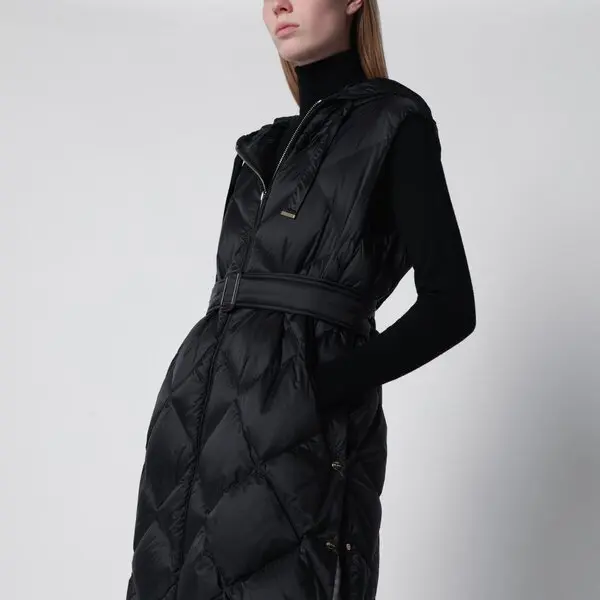 Max Mara Belted Sleeveless Down Jacket - Black
