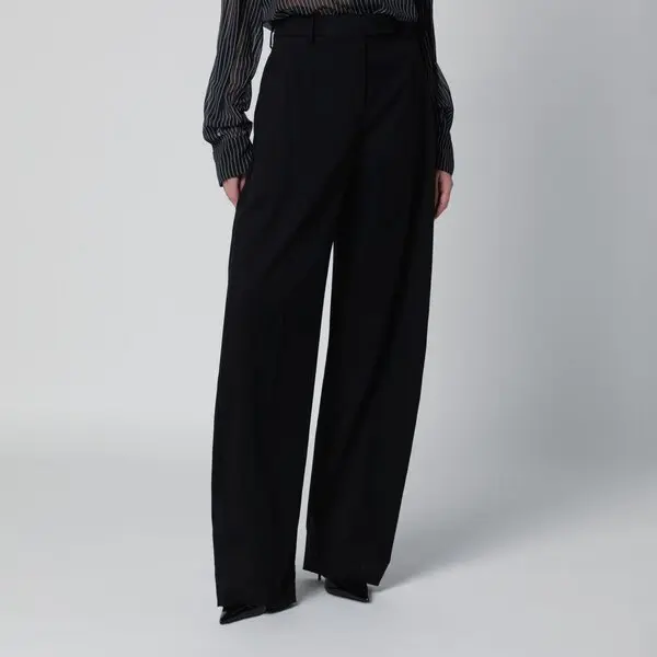 THELATEST Cotton Palazzo Trousers - Black