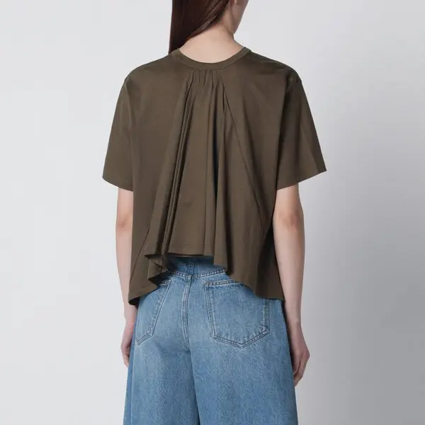 Jacquemus Khaki Cotton T-shirt With Back Pleats - Brown