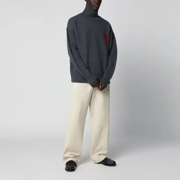 AMI Paris Wool Turtleneck Sweater With De Cœur Logo