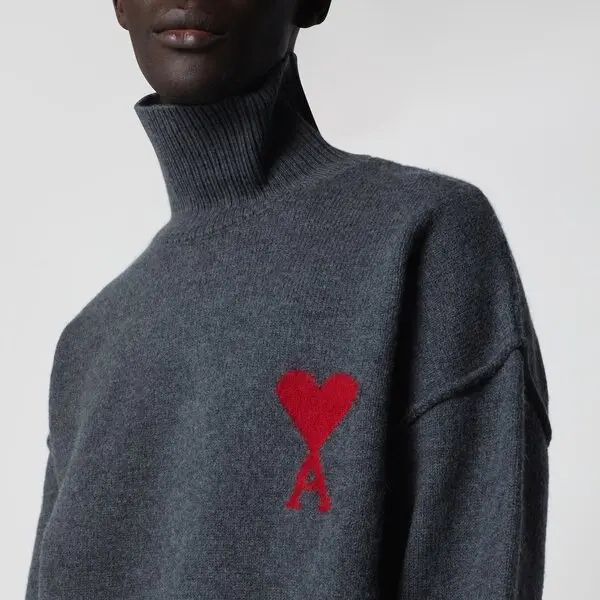 AMI Paris Wool Turtleneck Sweater With De Cœur Logo