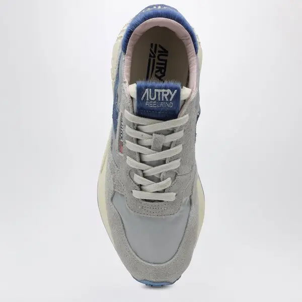 AUTRY Reelwind Low Grey Sneakers With Light Blue Pony Hair Inserts - Multicolor
