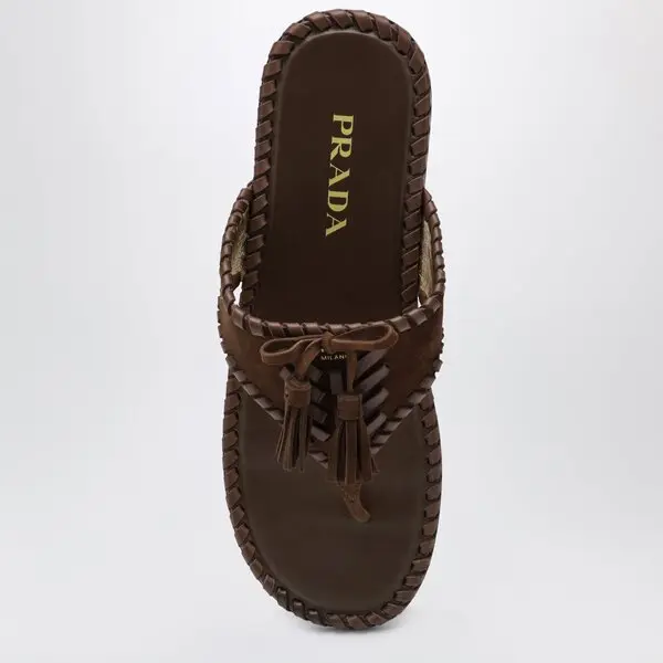 Prada Suede And Nappa Leather Flip-flops With Tassel Detail