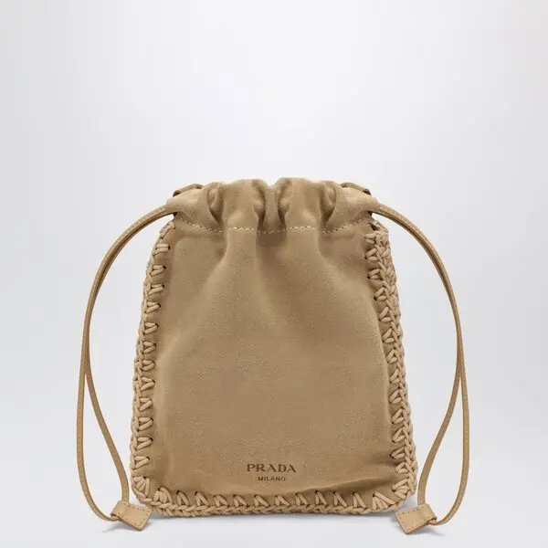 Prada Desert-colored Suede Leather Smartphone Holder - Beige