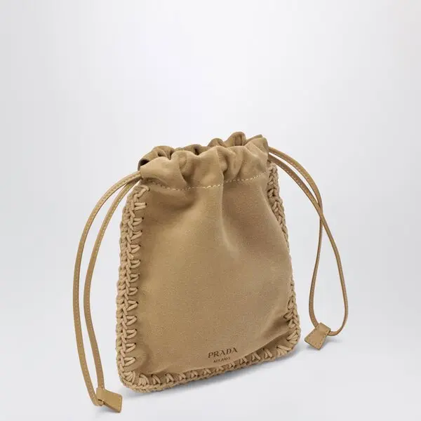 Prada Desert-colored Suede Leather Smartphone Holder - Beige