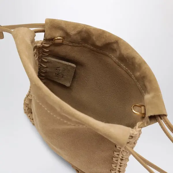 Prada Desert-colored Suede Leather Smartphone Holder - Beige