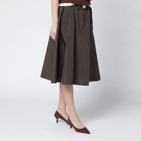 Prada Wide Camouflage Skirt In Technical Canvas