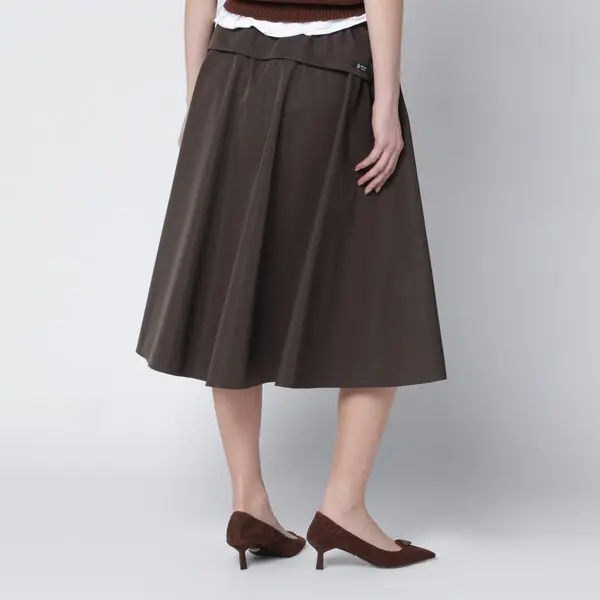 Prada Wide Camouflage Skirt In Technical Canvas