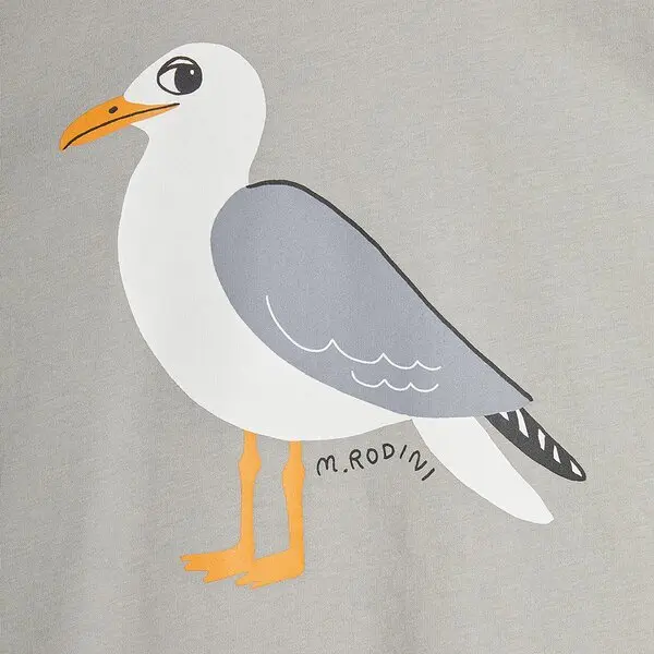 MINI RODINI Organic Cotton T-shirt With Seagull Print