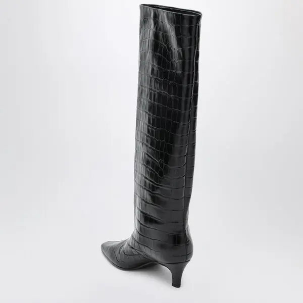 TOTEME Croc-embossed Leather Boots - Black