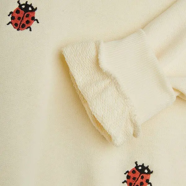 MINI RODINI Organic Cotton Sweatshirt With Embroidered Ladybugs