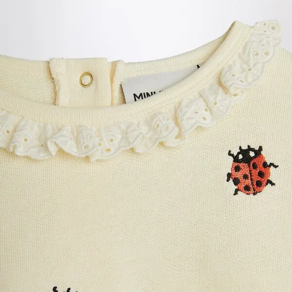 MINI RODINI Organic Cotton Sweatshirt With Embroidered Ladybugs