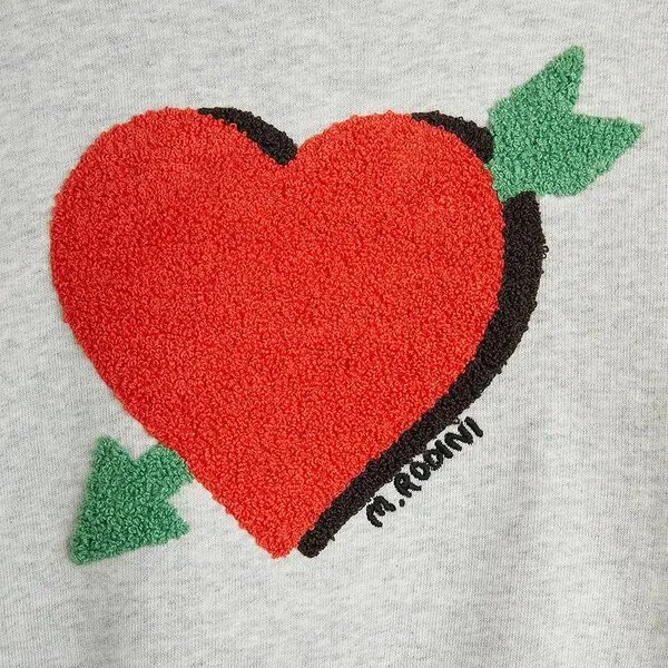 MINI RODINI Crew Neck Sweatshirt With Velour Heart Motif