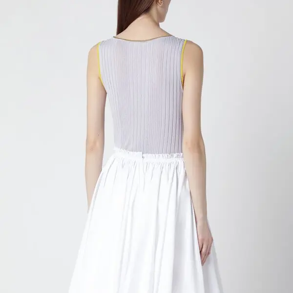 ROBERTO COLLINA Lilac Ribbed Knit Tank Top With Gold Trim - Multicolor