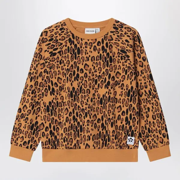 MINI RODINI Organic Cotton Leopard Crewneck Sweatshirt
