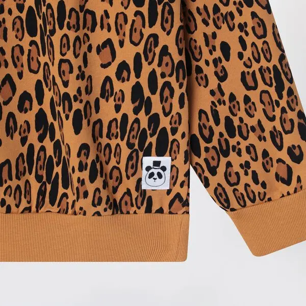 MINI RODINI Organic Cotton Leopard Crewneck Sweatshirt