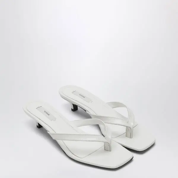 TOTEME Leather Heeled Thong Sandals - White