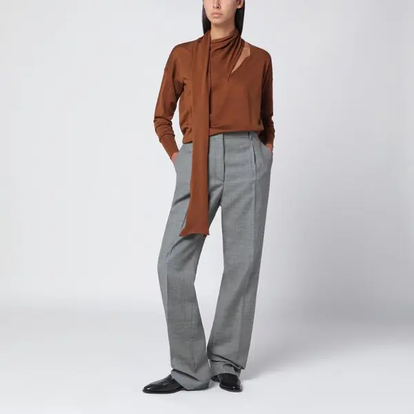 ROBERTO COLLINA V-neck Knit With Scarf Detail