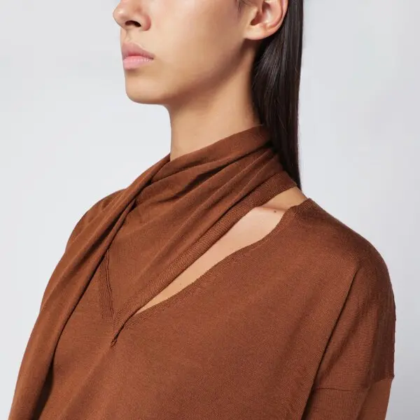 ROBERTO COLLINA V-neck Knit With Scarf Detail