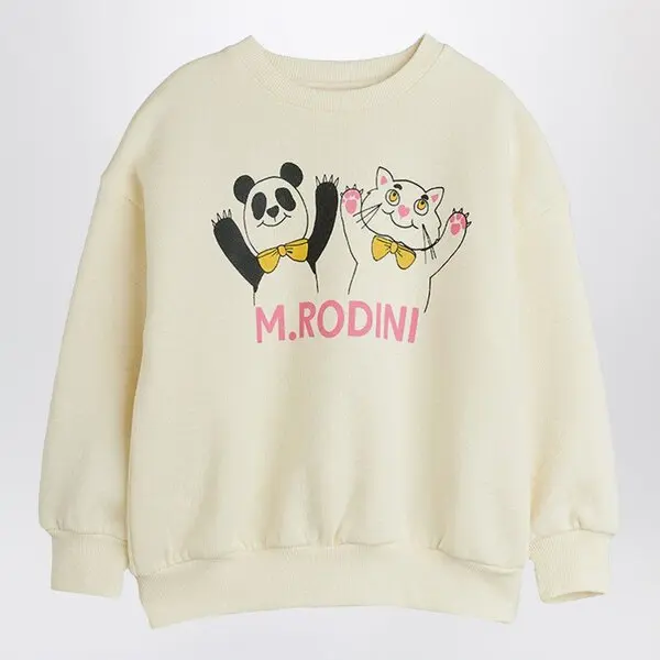 MINI RODINI Organic Cotton Panda And Cat Print Sweatshirt