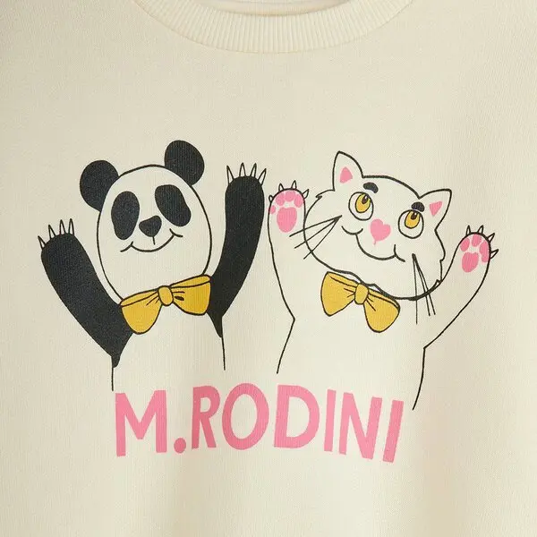 MINI RODINI Organic Cotton Panda And Cat Print Sweatshirt