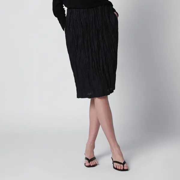 TOTEME Crinkled Linen Knee-length Skirt - Black