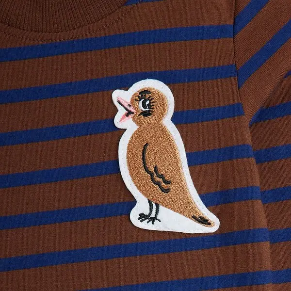 MINI RODINI Stripe Bird Patch Baby Set