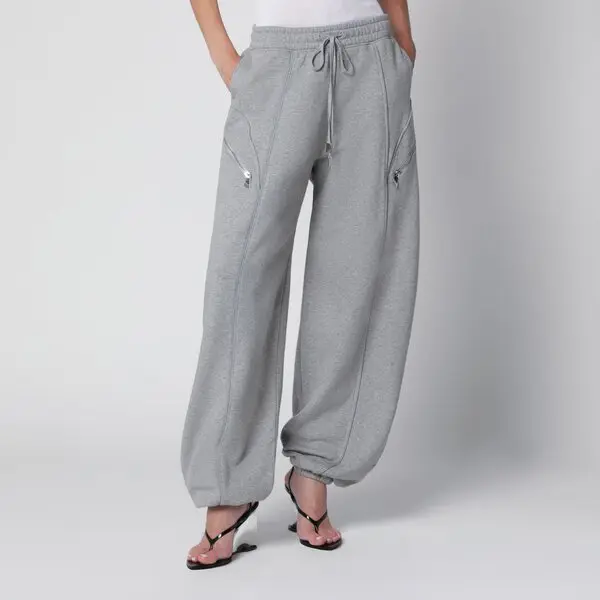 Attico Melange Cotton Jersey Long Joggers - Grey