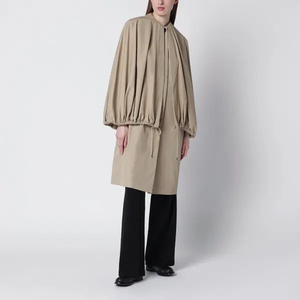 TOTEME Cotton Cape Coat With Drawstring Hem - Beige