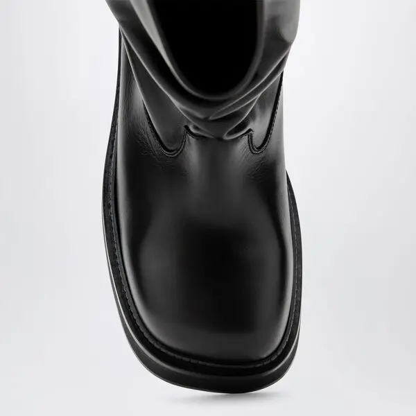 Attico Robin Passeggiata Combat Boots In Calf Leather - Black
