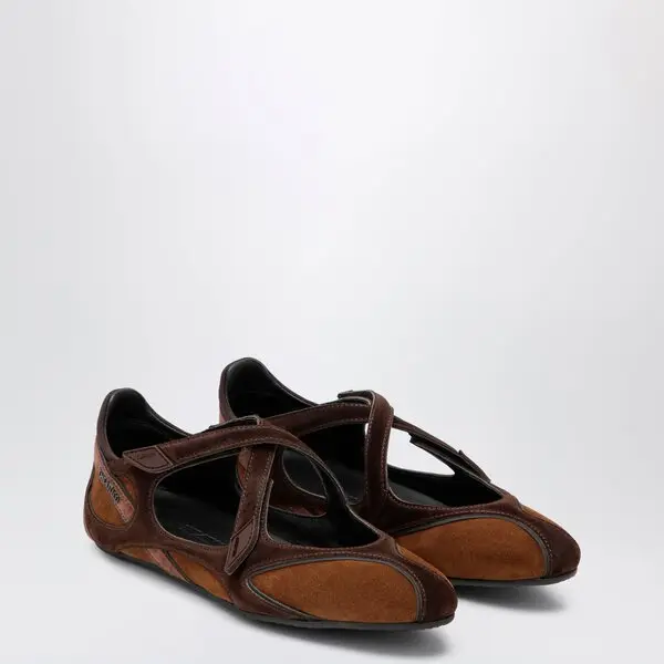 Attico Floor 01 Suede Ballerina-sneaker Flats - Brown