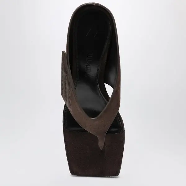 Attico Cheope Suede Thong Sandals With Wedge Heel