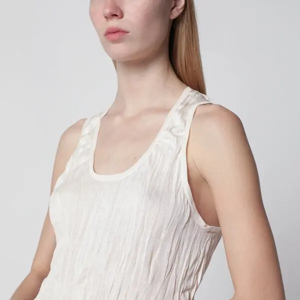 TOTEME Long Sleeveless Crinkled Knit Top - Orange