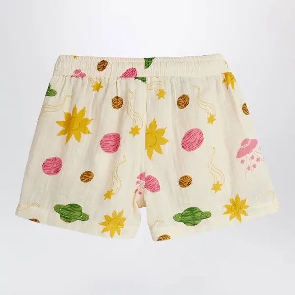 MINI RODINI Muslin Shorts With Space Print