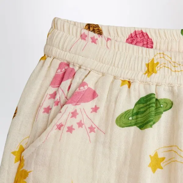 MINI RODINI Muslin Shorts With Space Print