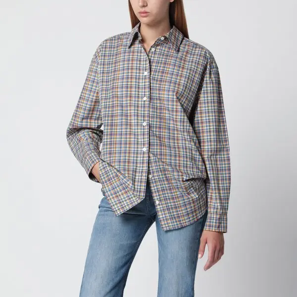 TOTEME Oversized Checked Organic Cotton Shirt - Blue