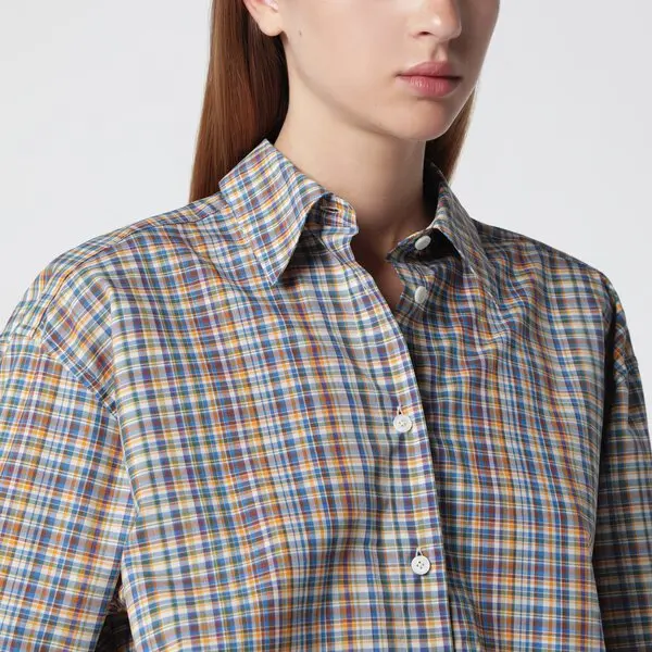 TOTEME Oversized Checked Organic Cotton Shirt - Blue