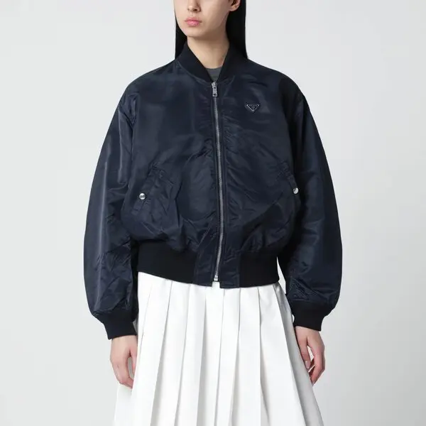 Prada Re-nylon Bomber Jacket - Blue