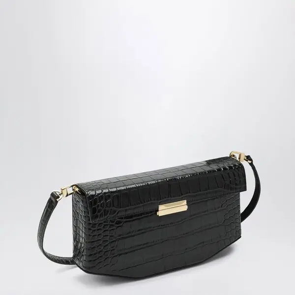 TOTEME Clip Croc-embossed Leather Shoulder Bag - Black