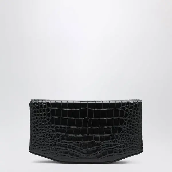 TOTEME Clip Croc-embossed Leather Shoulder Bag - Black