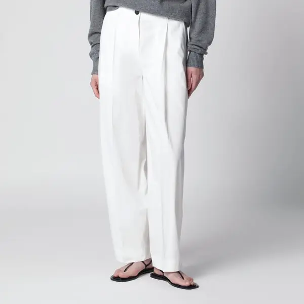 TOTEME Single-pleat Organic Cotton Trousers - White
