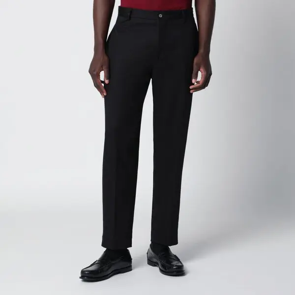 SANTANIELLO Tailored Cotton And Linen Trousers - Black