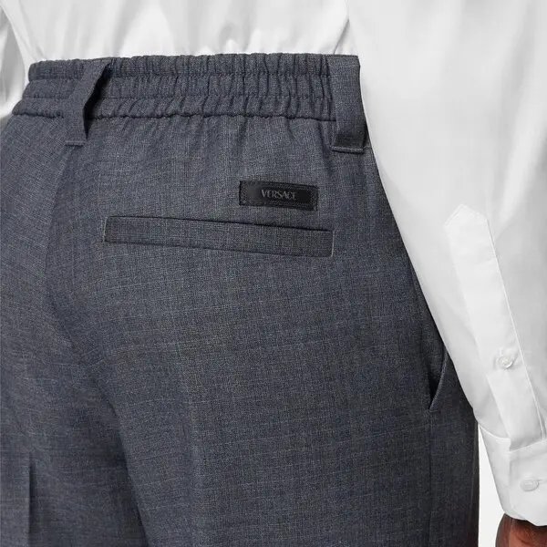 Versace Anthracite Wool Micro-check Jogger Trousers - Grey