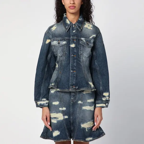Marc Jacobs Washed Denim Jacket With Distressed Details - Blue