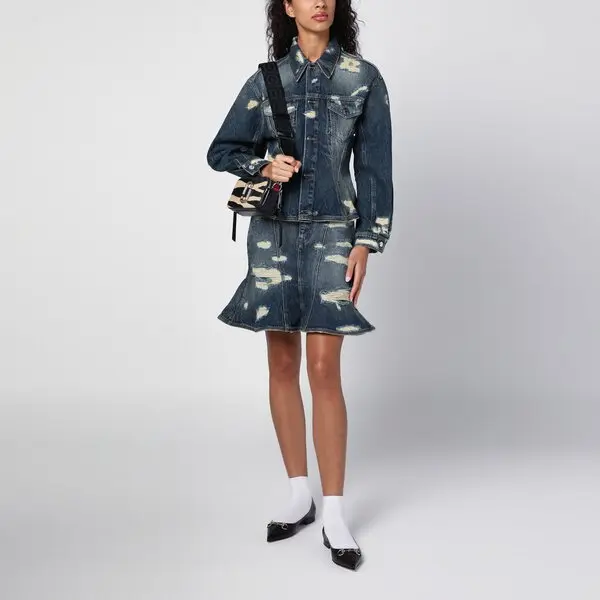 Marc Jacobs Washed Denim Jacket With Distressed Details
