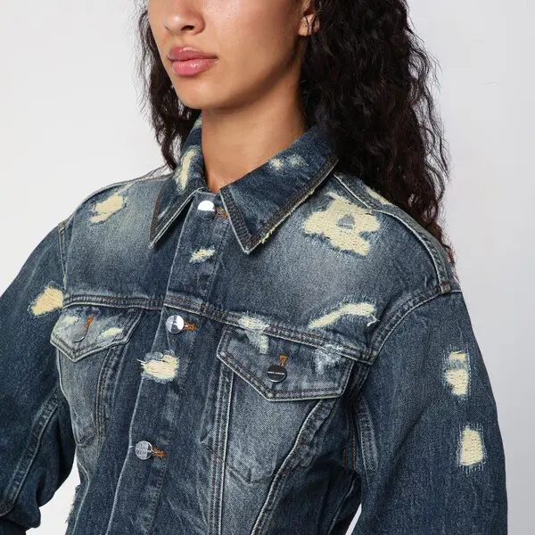 Marc Jacobs Washed Denim Jacket With Distressed Details